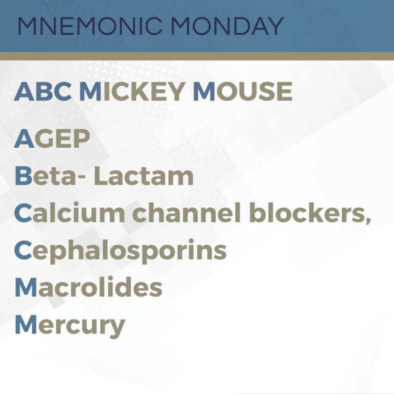 It's Mnemonic Monday! AGEP - Next Steps in Dermatology