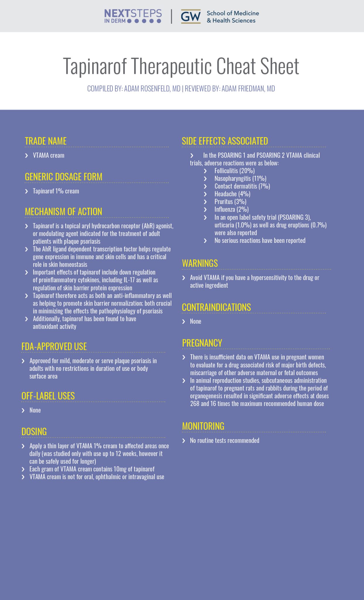 Tapinarof Therapeutic Cheat Sheet - Next Steps in Dermatology