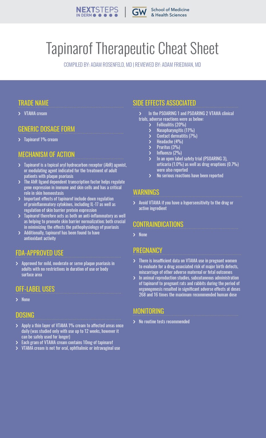 Tapinarof Therapeutic Cheat Sheet - Next Steps in Dermatology