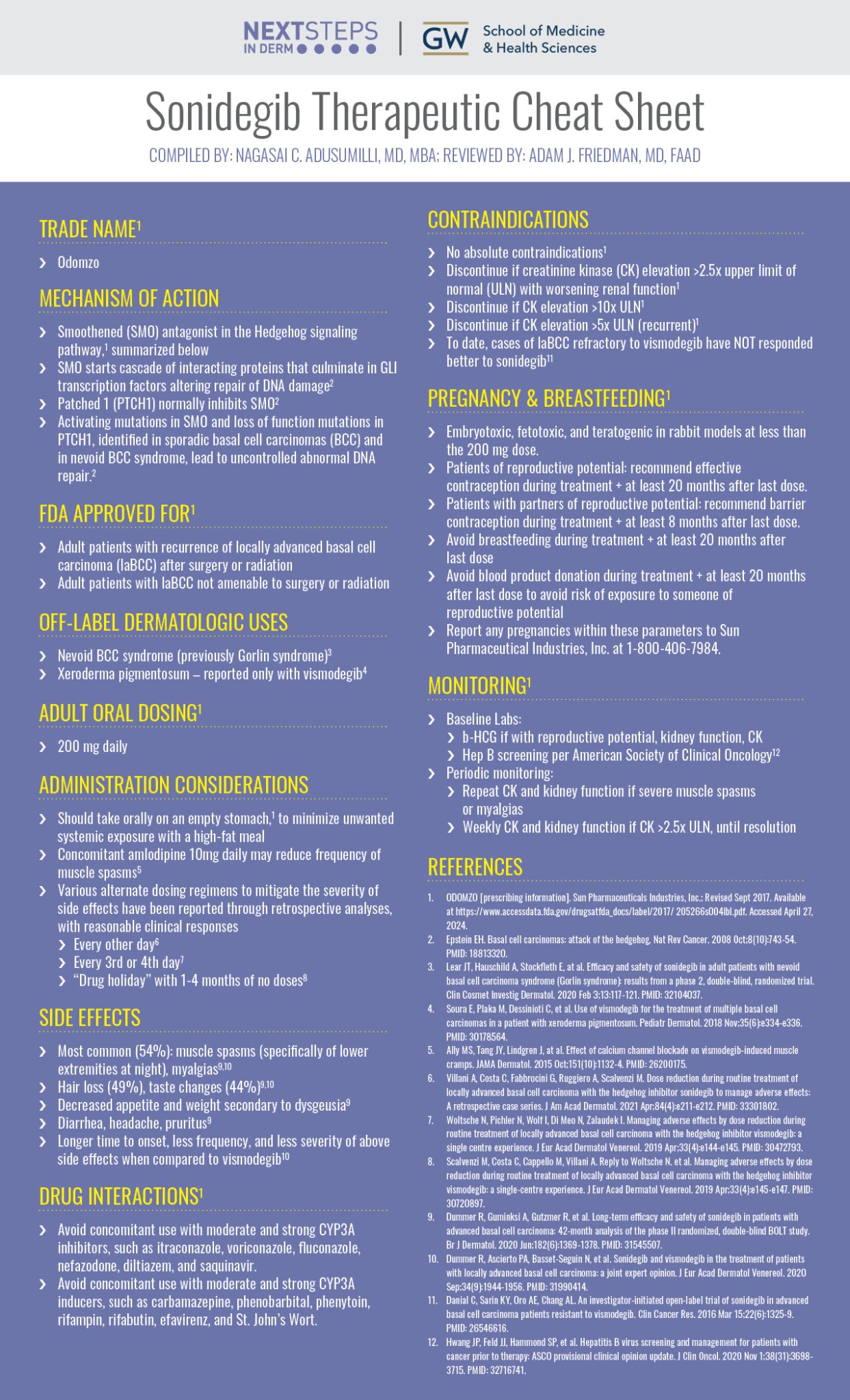 NSiD_Sonidegib Therapeutic_Cheat Sheet - Next Steps in Dermatology