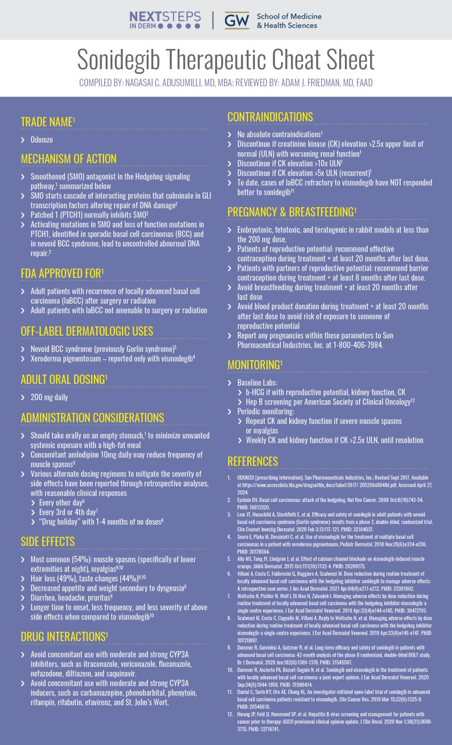 Sonidegib Therapeutic Cheat Sheet - Next Steps in Dermatology