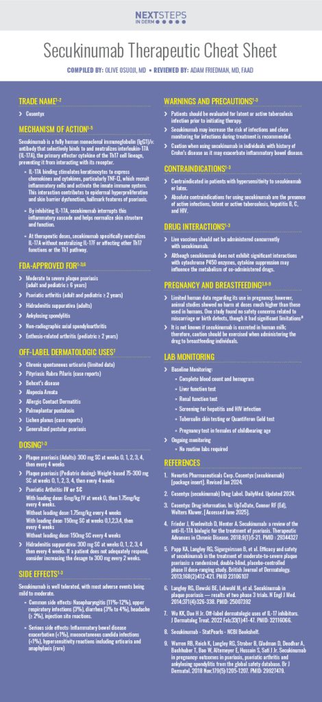 Next Steps in Derm - Secukinumab Therapeutic Cheat Sheet - Next Steps ...